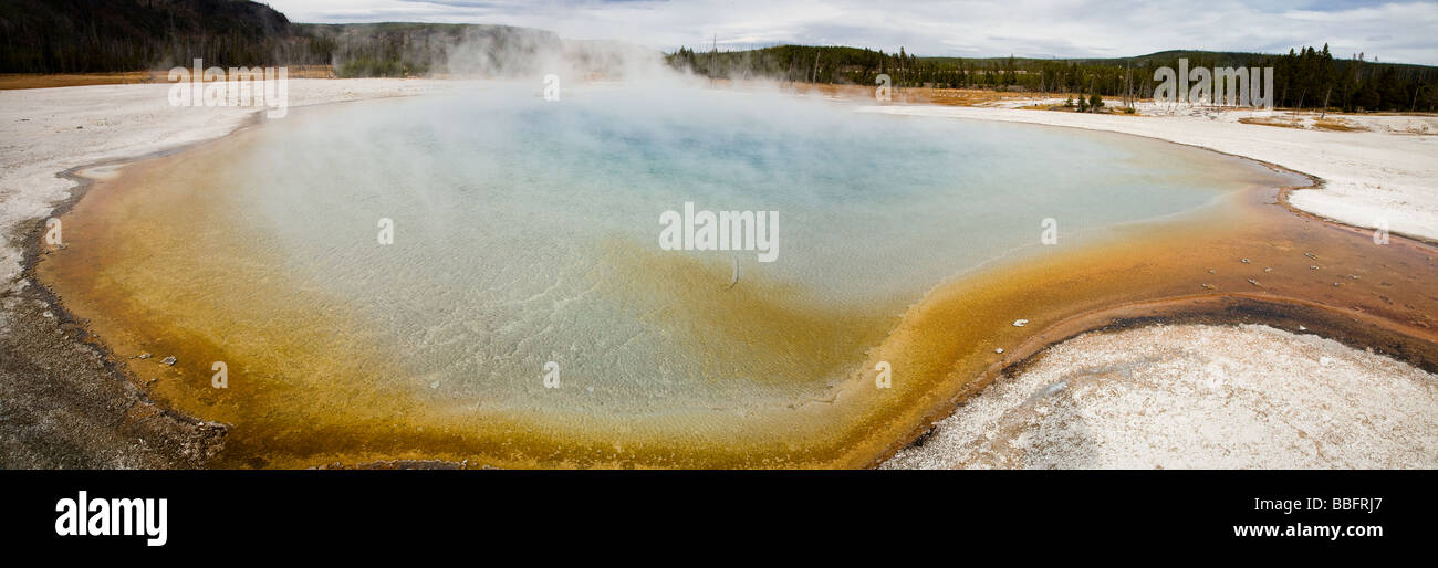 Emerald Hot Spring at Yellowstone National Park, panoramic high ...