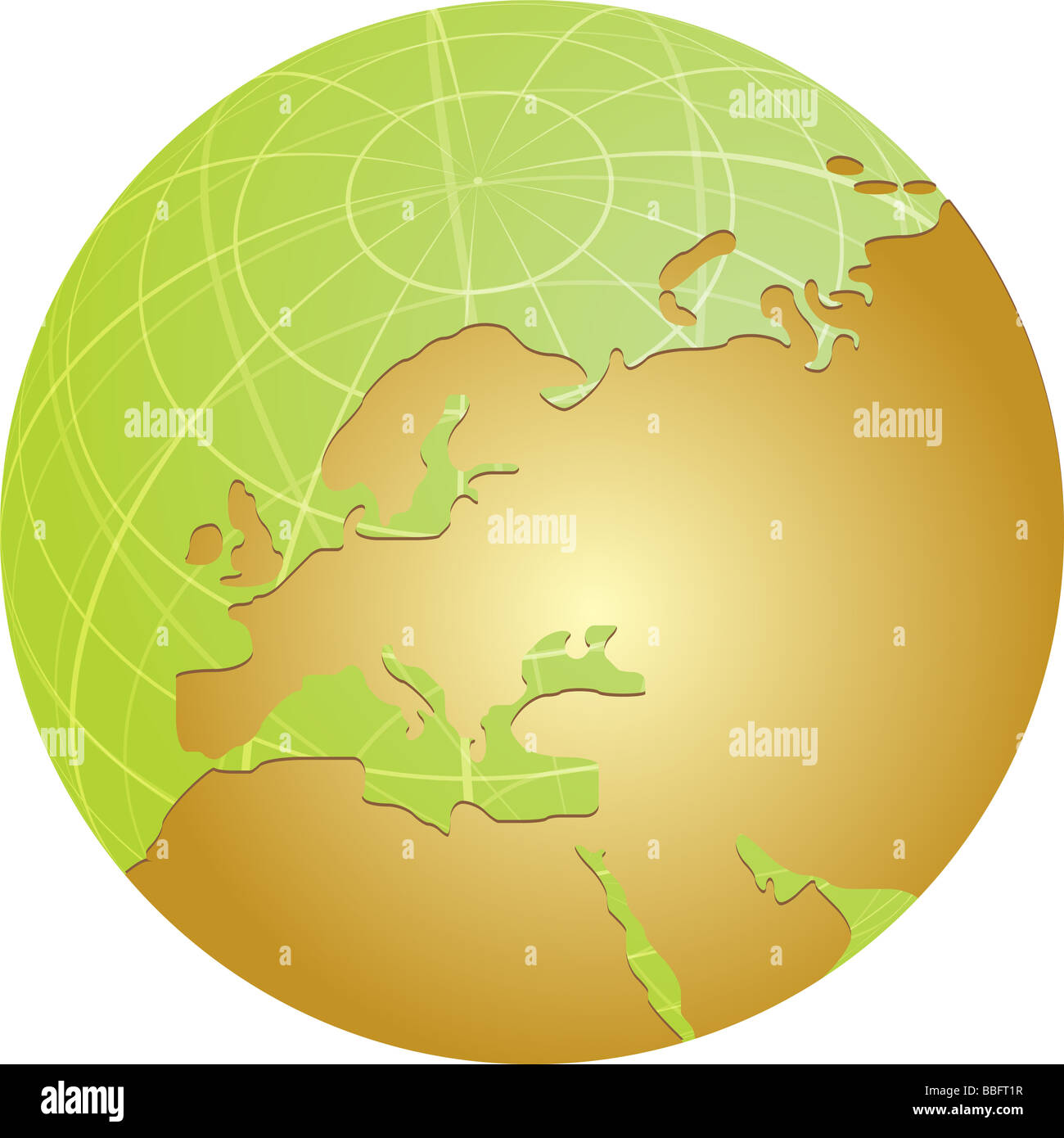 Map of the Europe on a spherical globe cartographical illustration ...