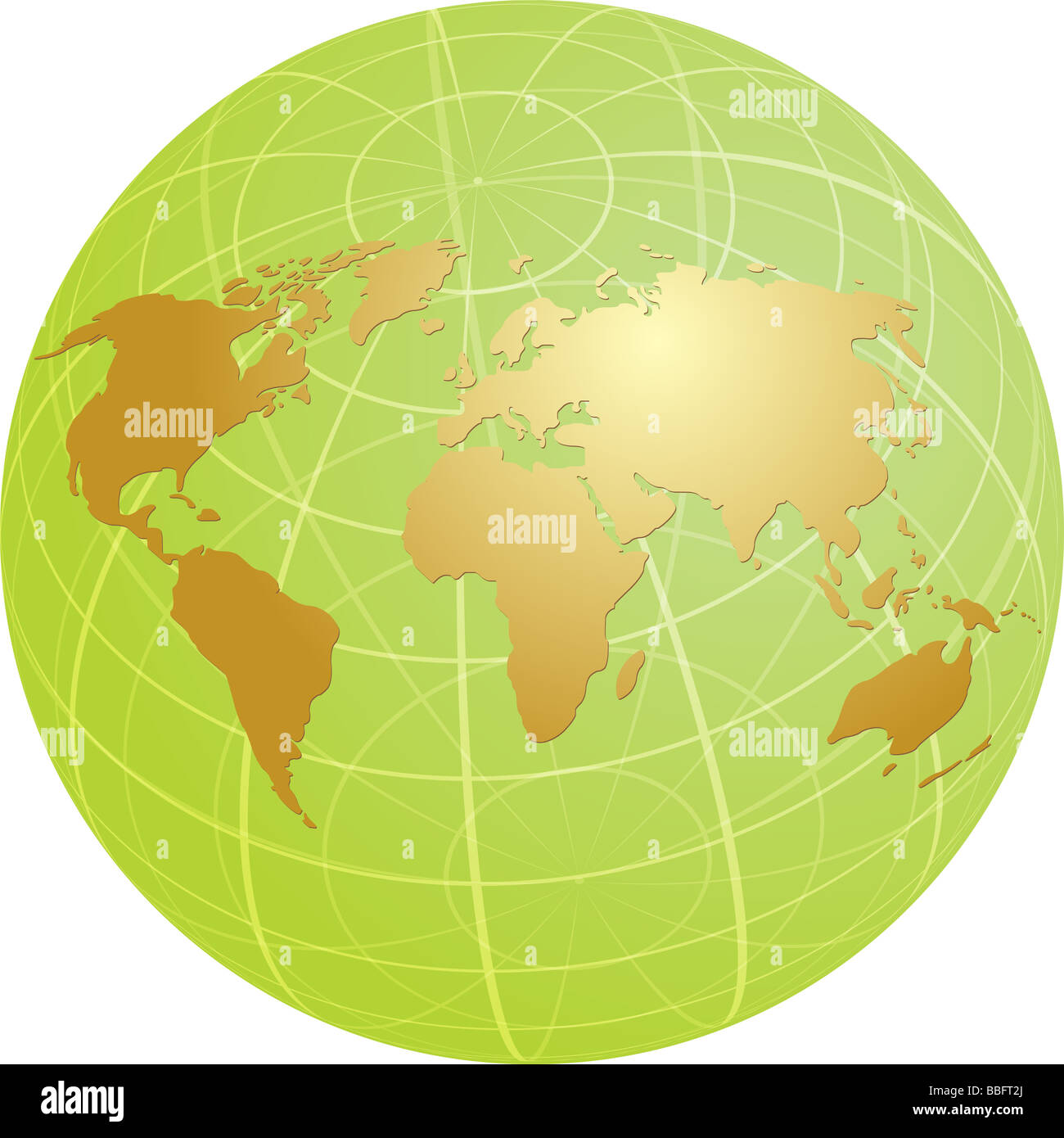 Map of the world illustration on spherical globe with grid Stock Photo ...