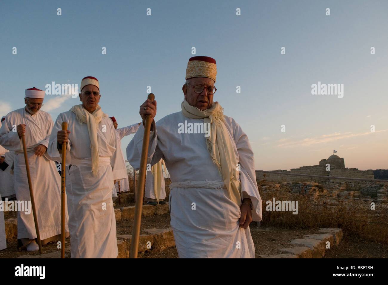 Members of the Samaritan sect with ancient roots in Judaism walking on ...