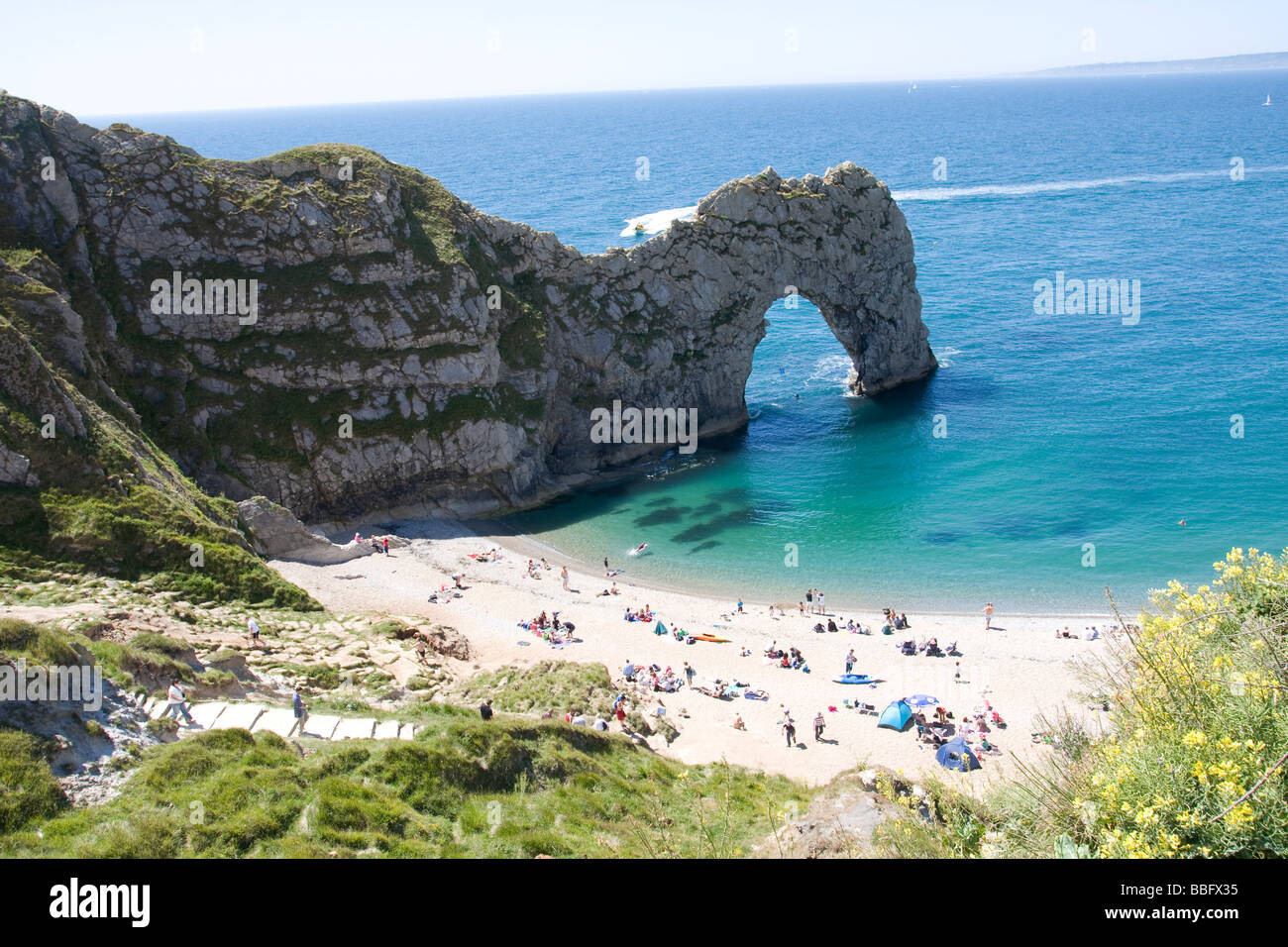 Arched Durdle Door Jurassic Coast Path Bournemouth Dorset England Stock ...