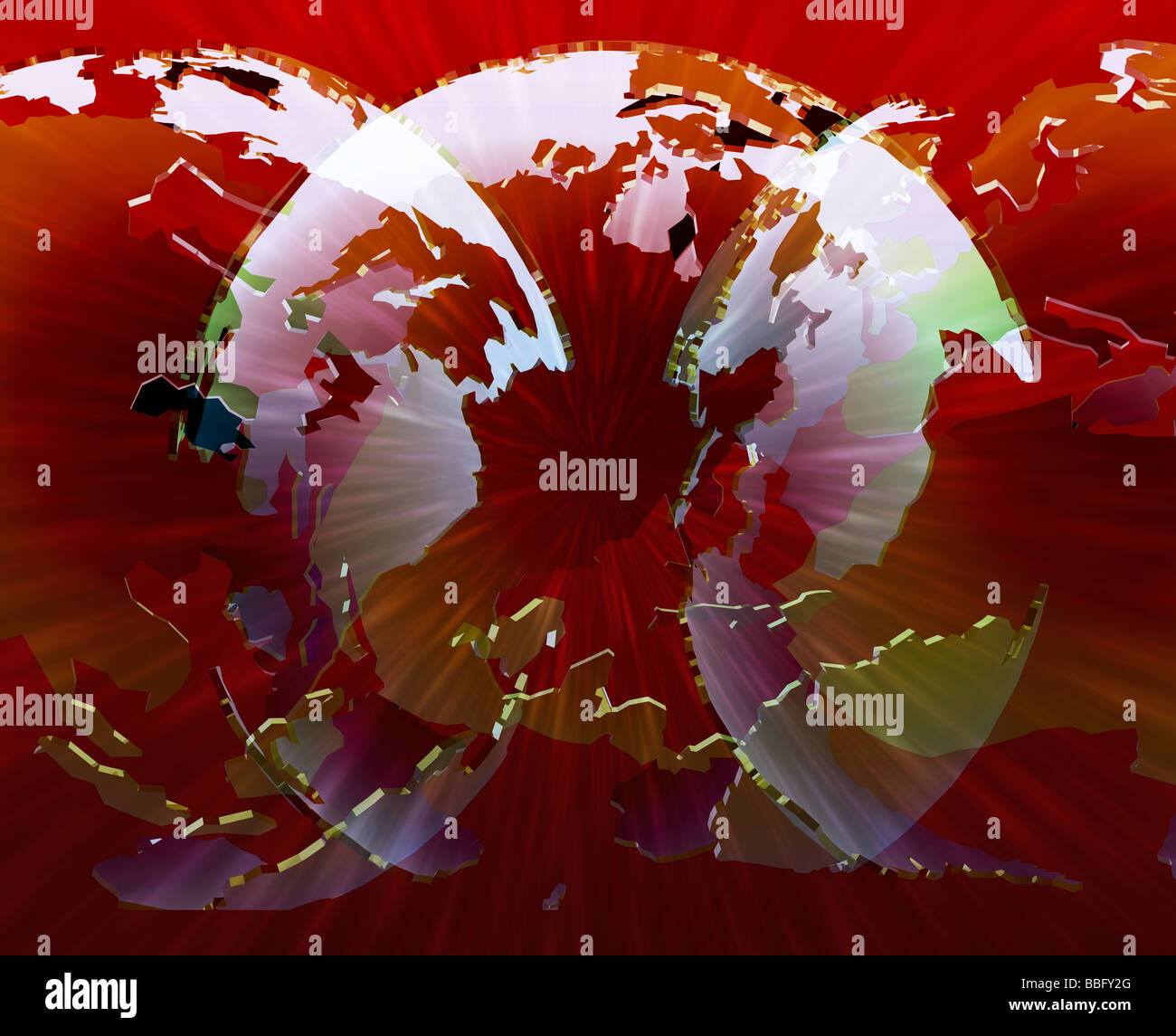 Glowing translucent world map globes Americas Asia Europe Africa Stock ...