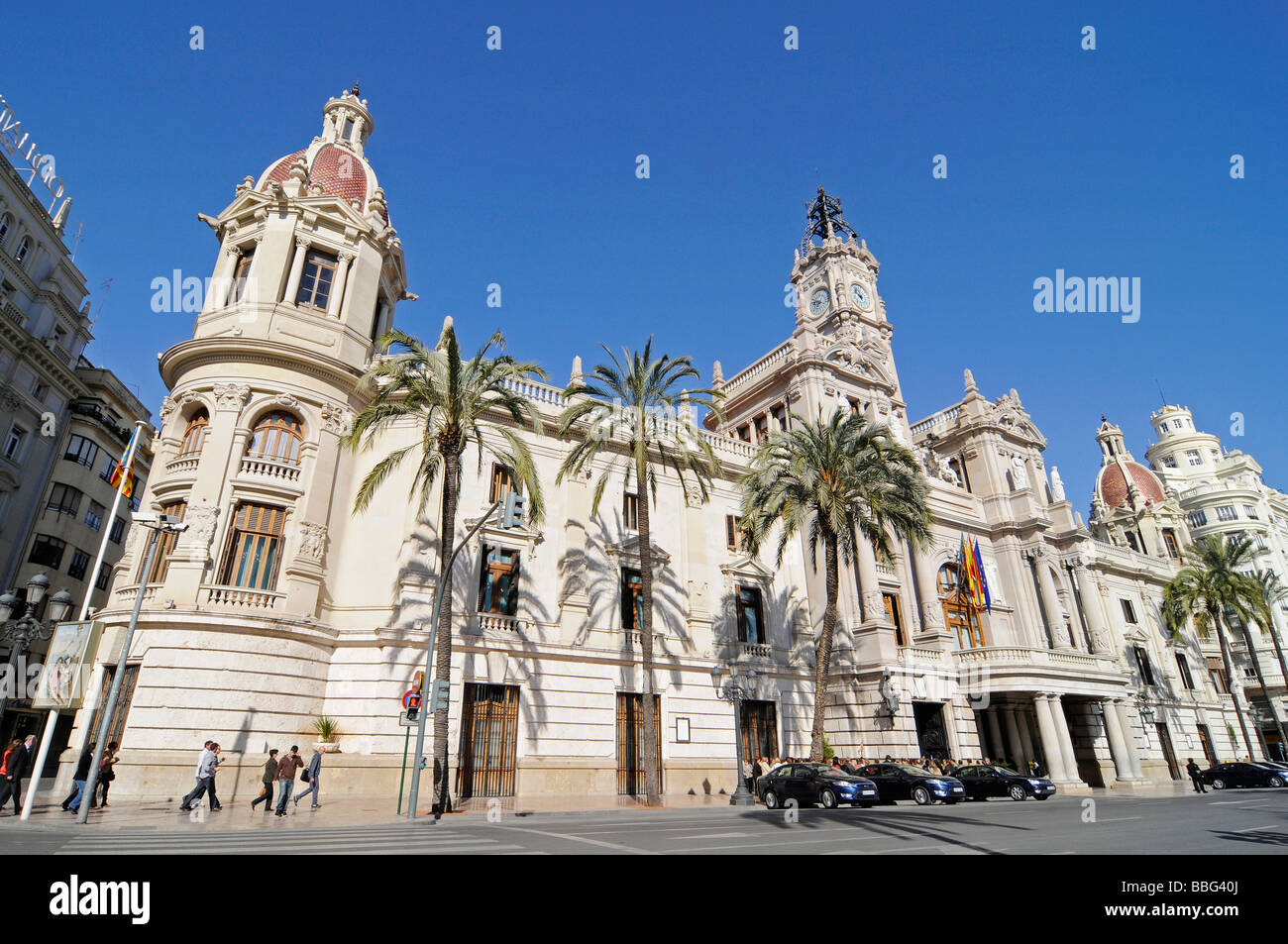 Town Hall, Town Hall Square, palm trees, Plaza de Ayuntamiento, square ...
