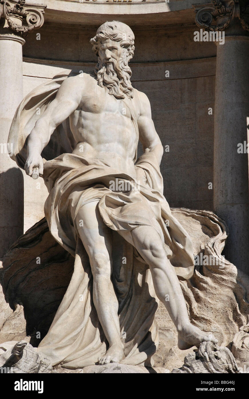 Male figure from the Fontana di Trevi, Trevi Fountain, historic city ...