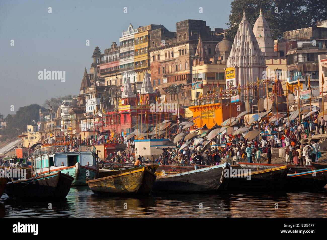 Prayag Ghat on the Ganges River in Varanasi India Stock Photo - Alamy