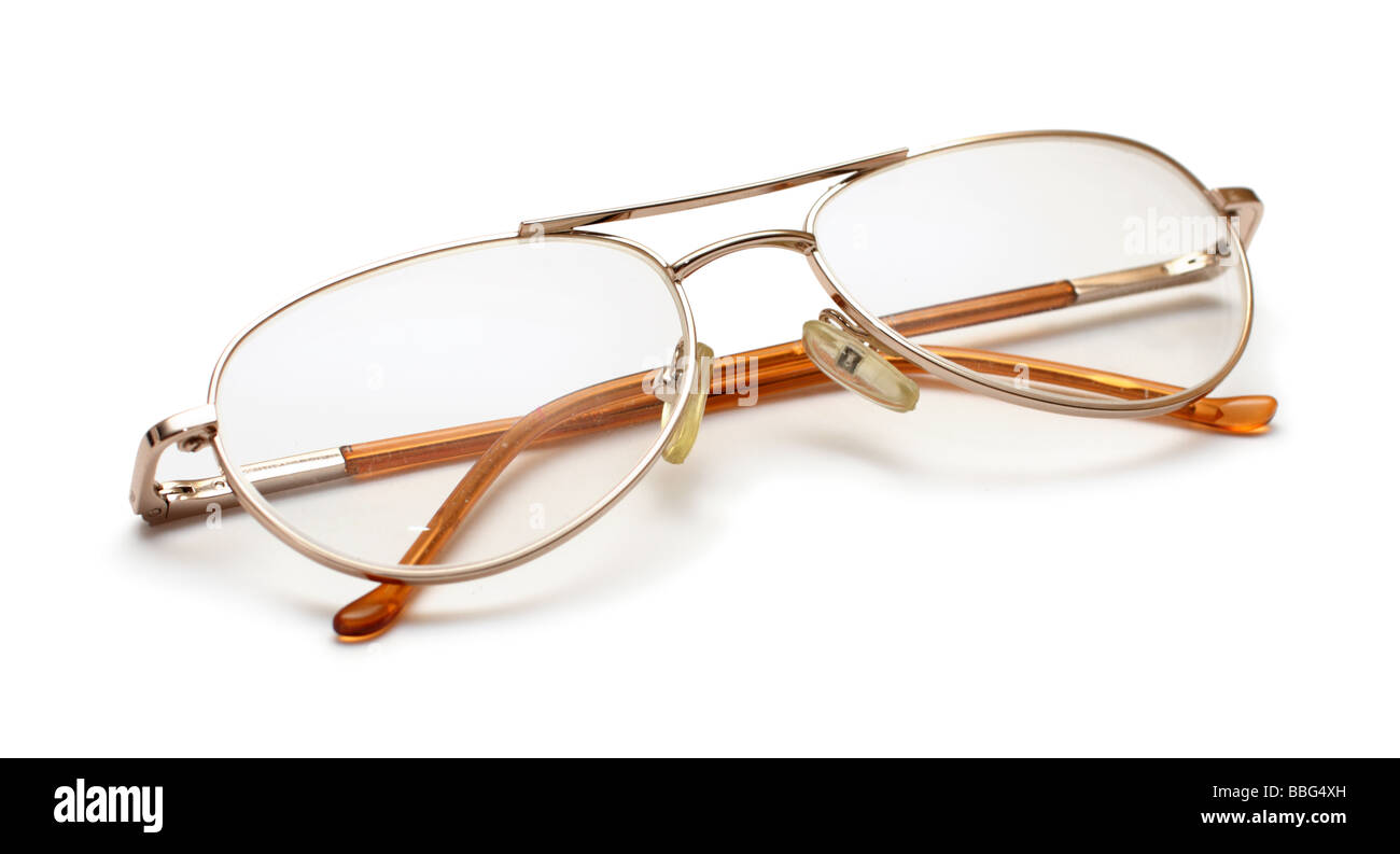 old glasses close up on white background Stock Photo - Alamy