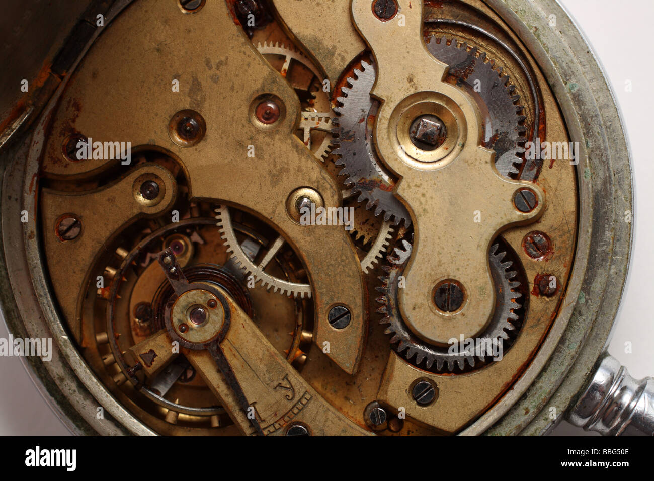 old pocket watch rusty gear inside Stock Photo - Alamy