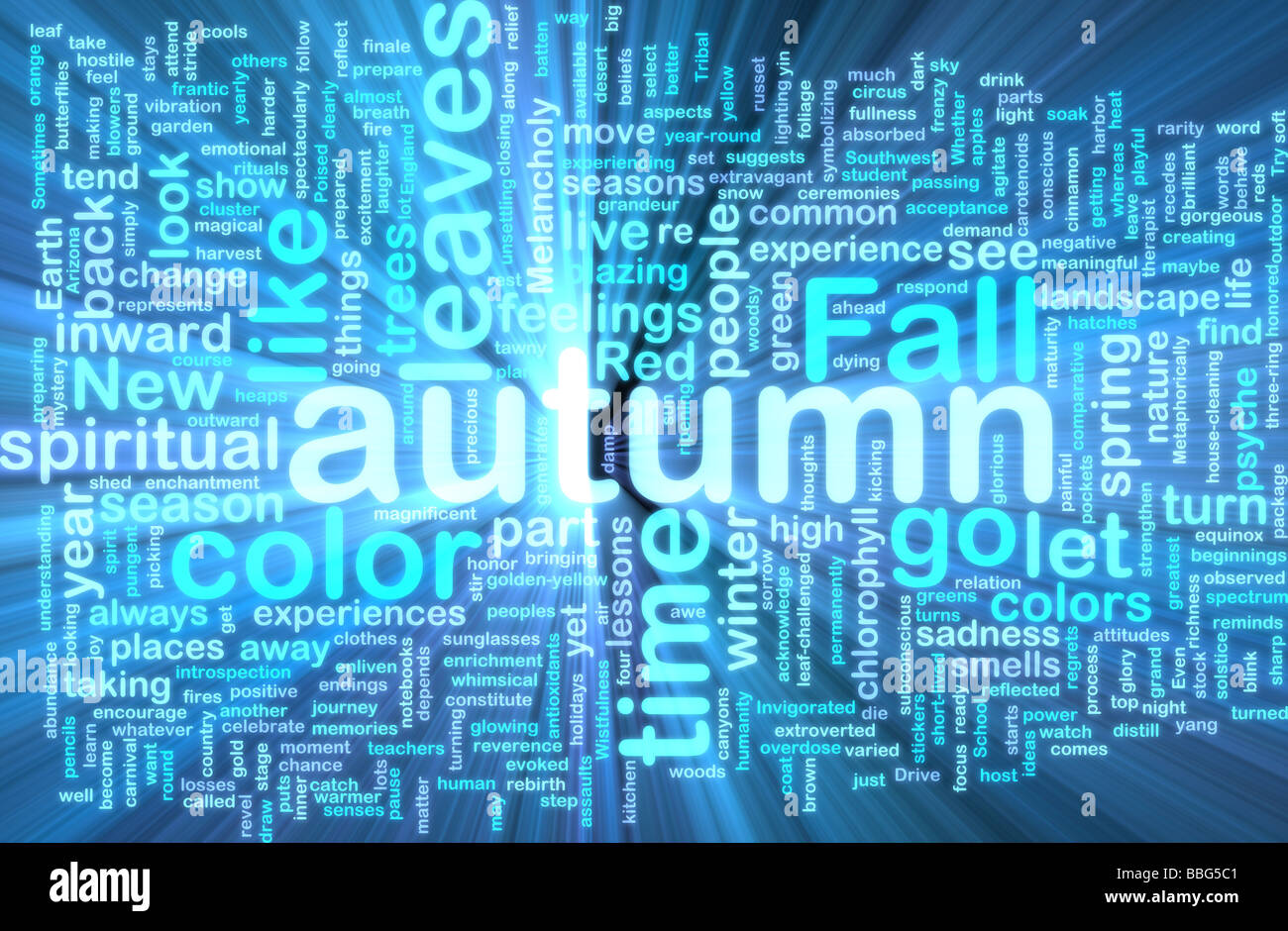 Word cloud concept illustration of autumn fall season glowing neon ...