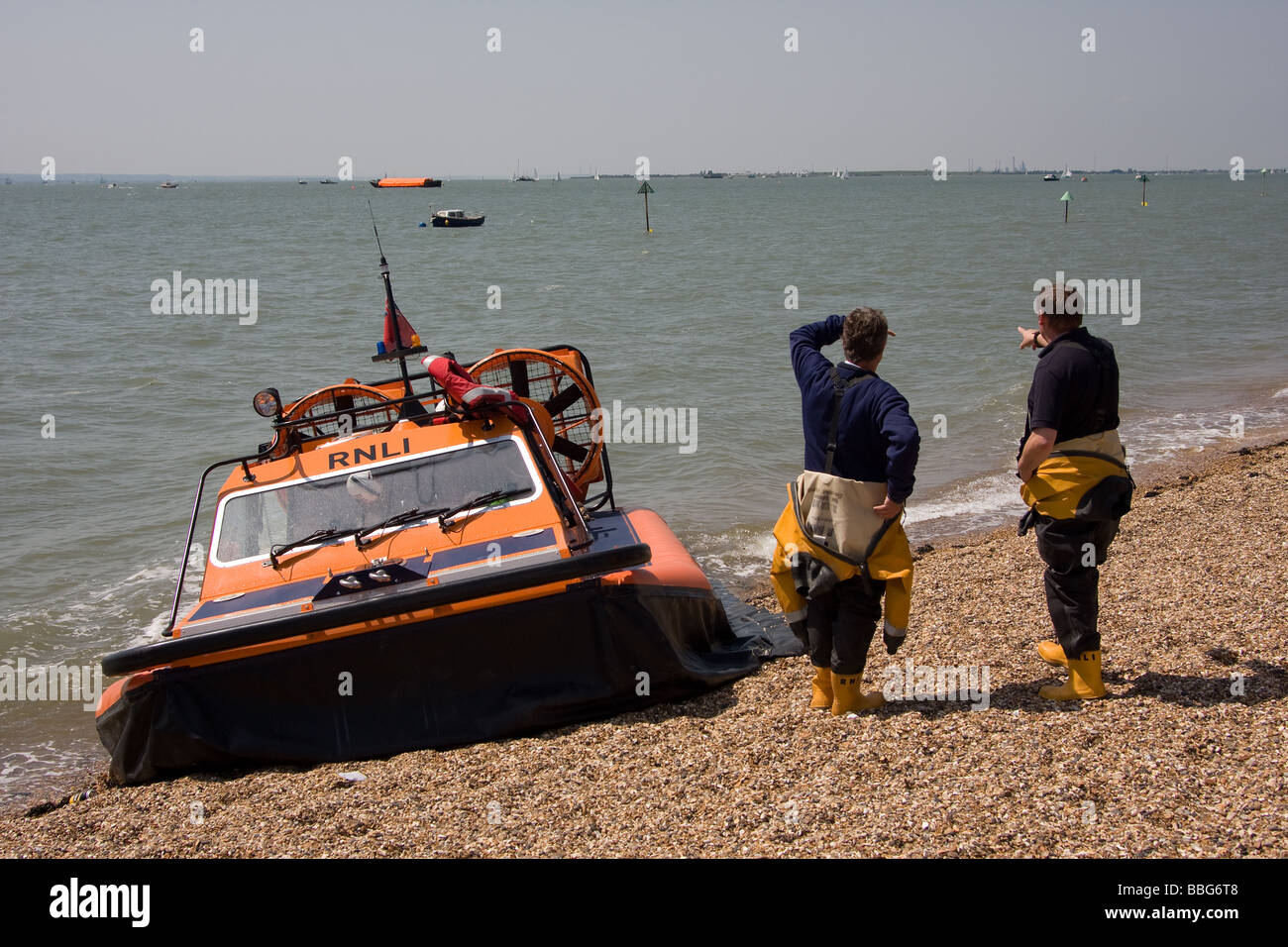 rnli orange hovercraft rescue service emergency crew low tide emergency ...
