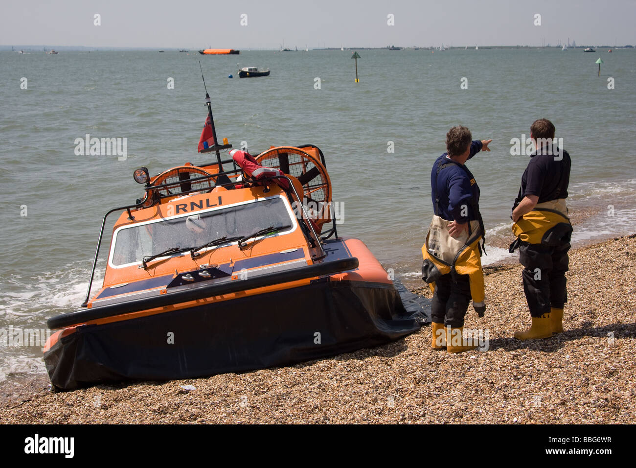 rnli orange hovercraft rescue service emergency crew low tide emergency ...