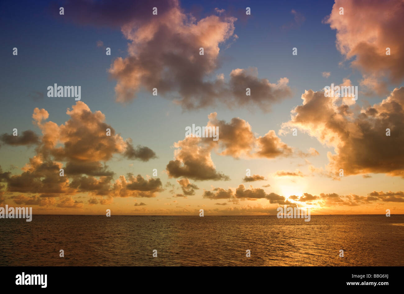 Tropical Sky with Cloudscape and Sun Rarotonga Cook Islands Polynesia ...