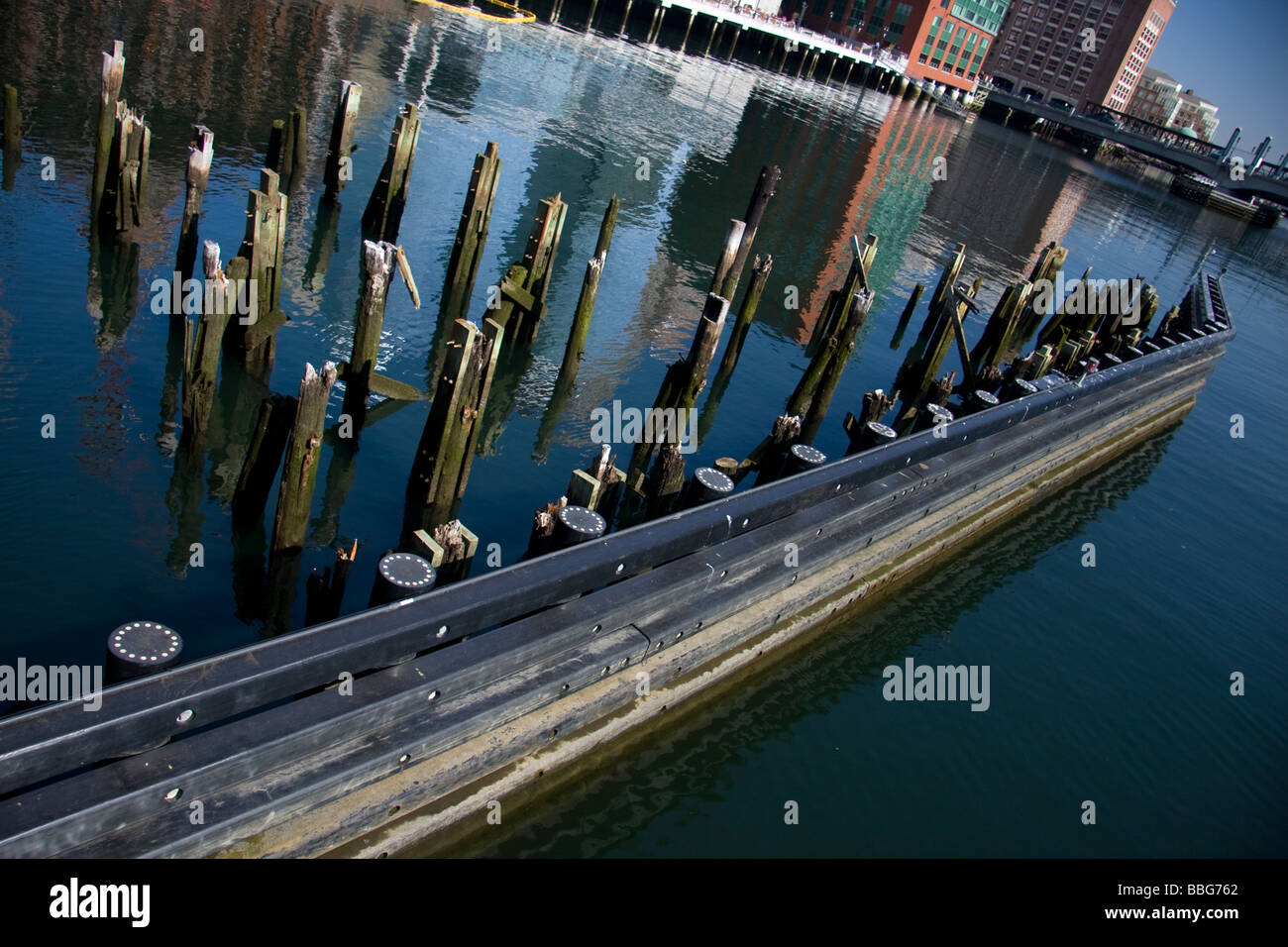 Boston Inner Harbor City Skyline taken across Fort Point Channel Stock ...