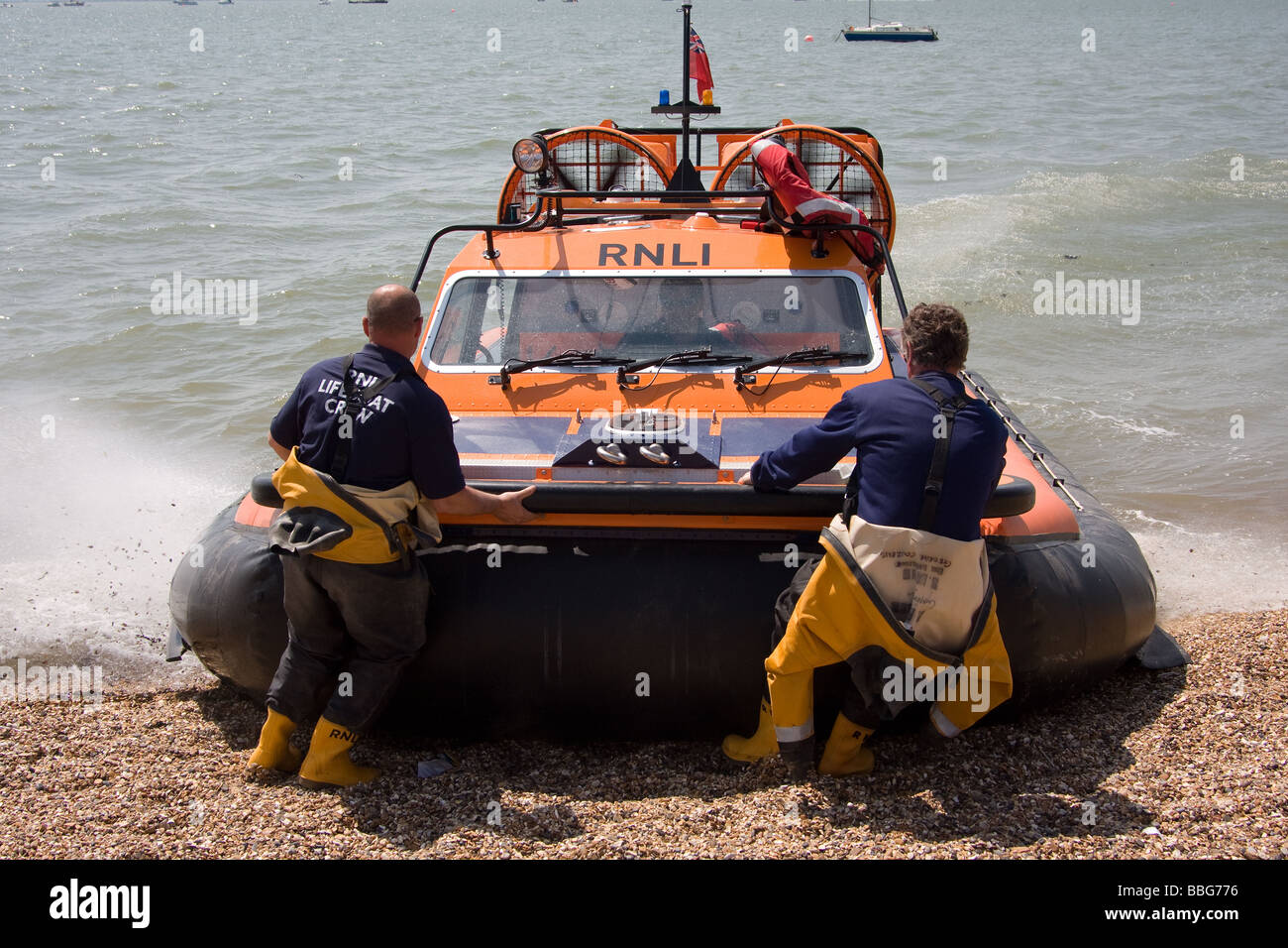rnli orange hovercraft rescue service emergency crew low tide emergency ...