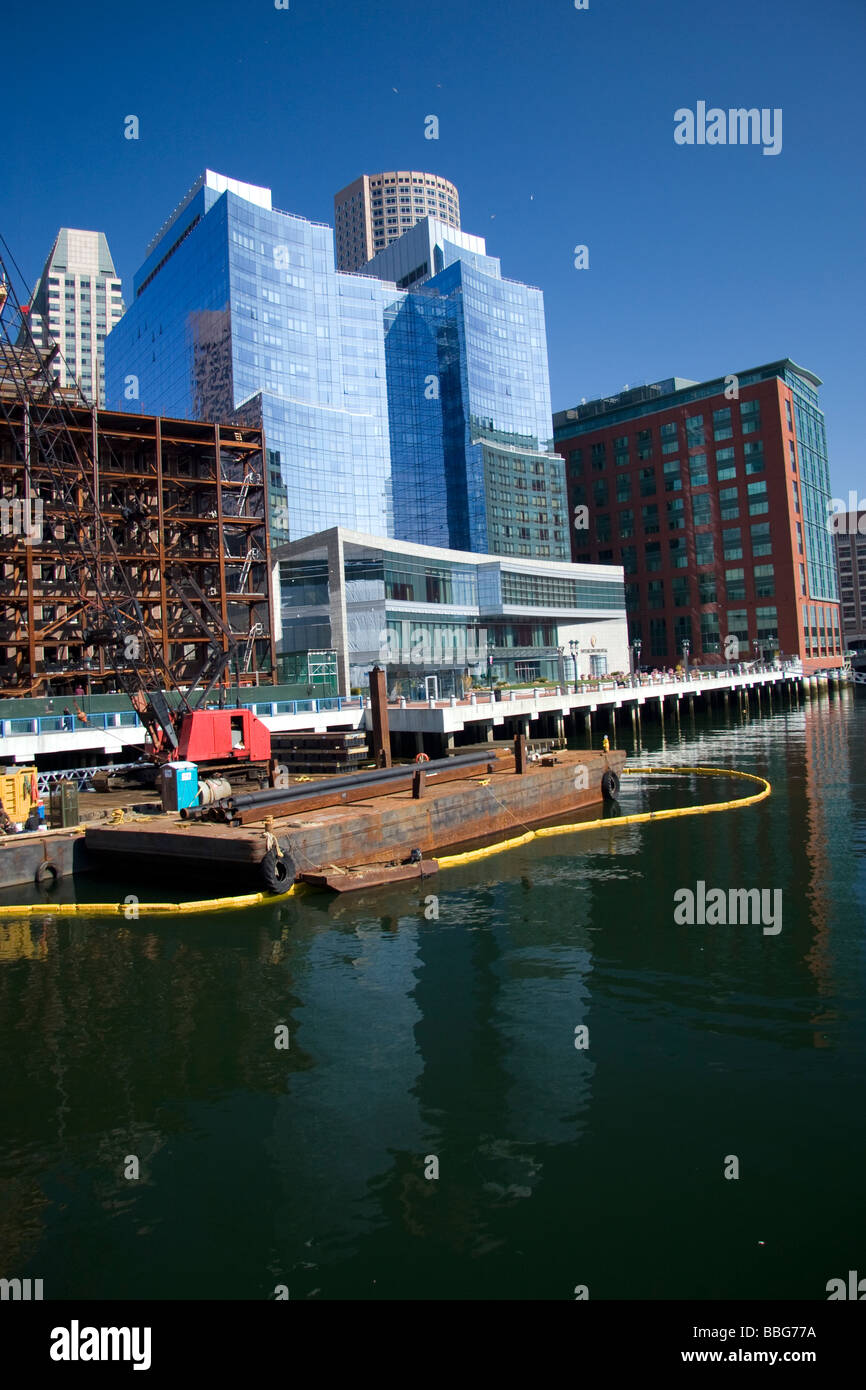 Boston Inner Harbor City Skyline taken across Fort Point Channel Stock ...