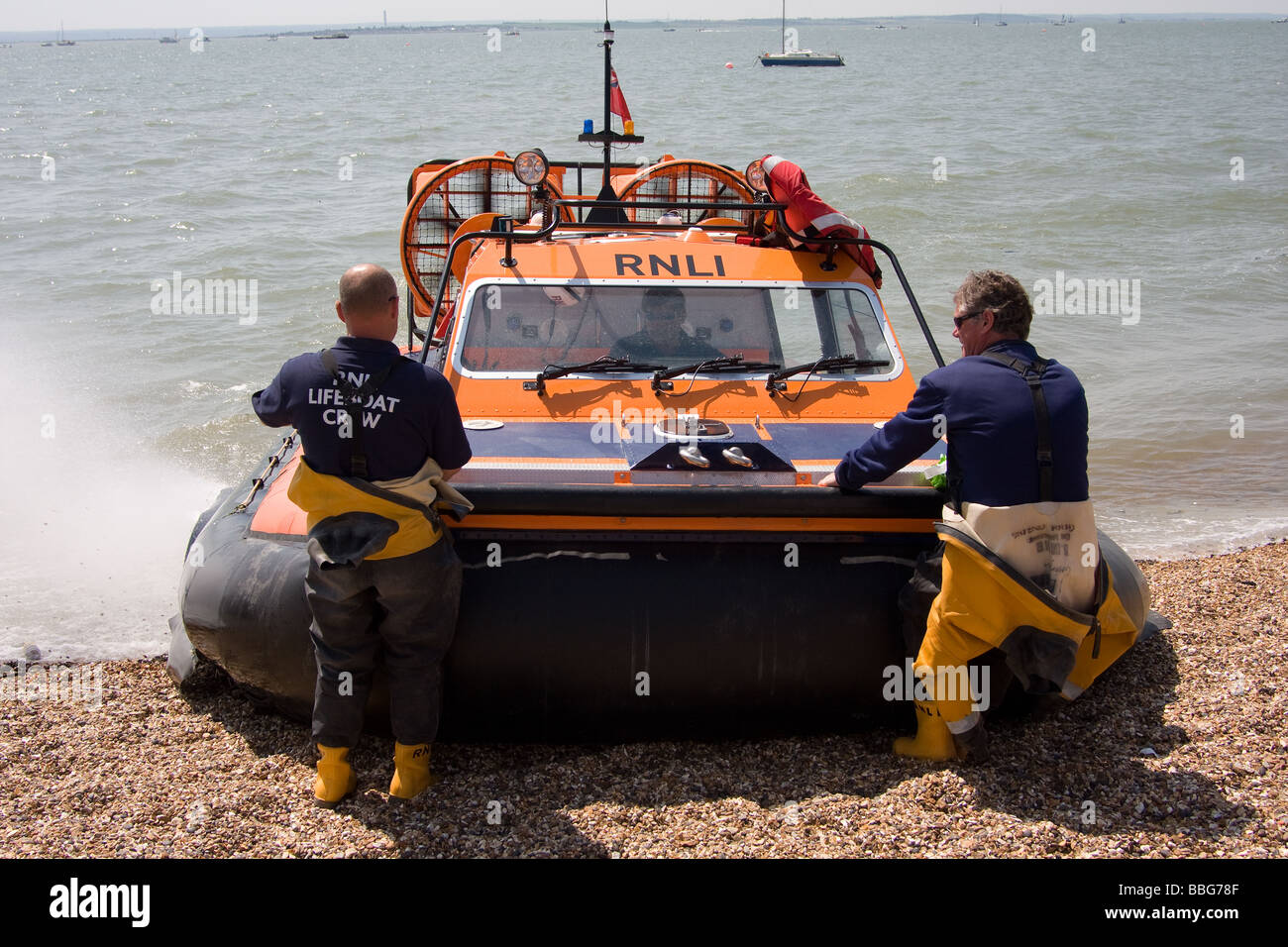 rnli orange hovercraft rescue service emergency crew low tide emergency ...