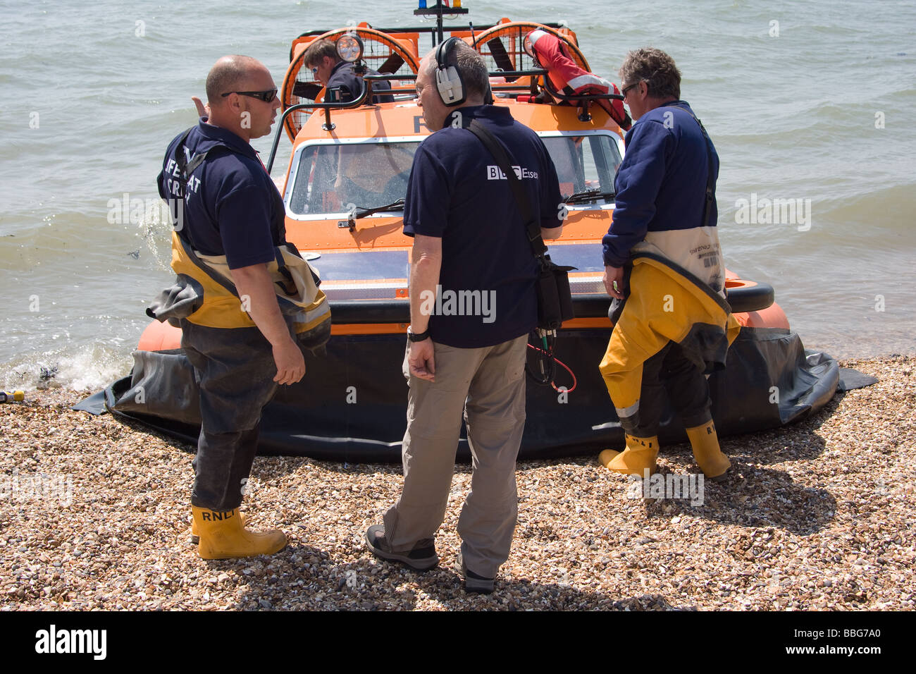 rnli orange hovercraft rescue service emergency crew low tide emergency ...