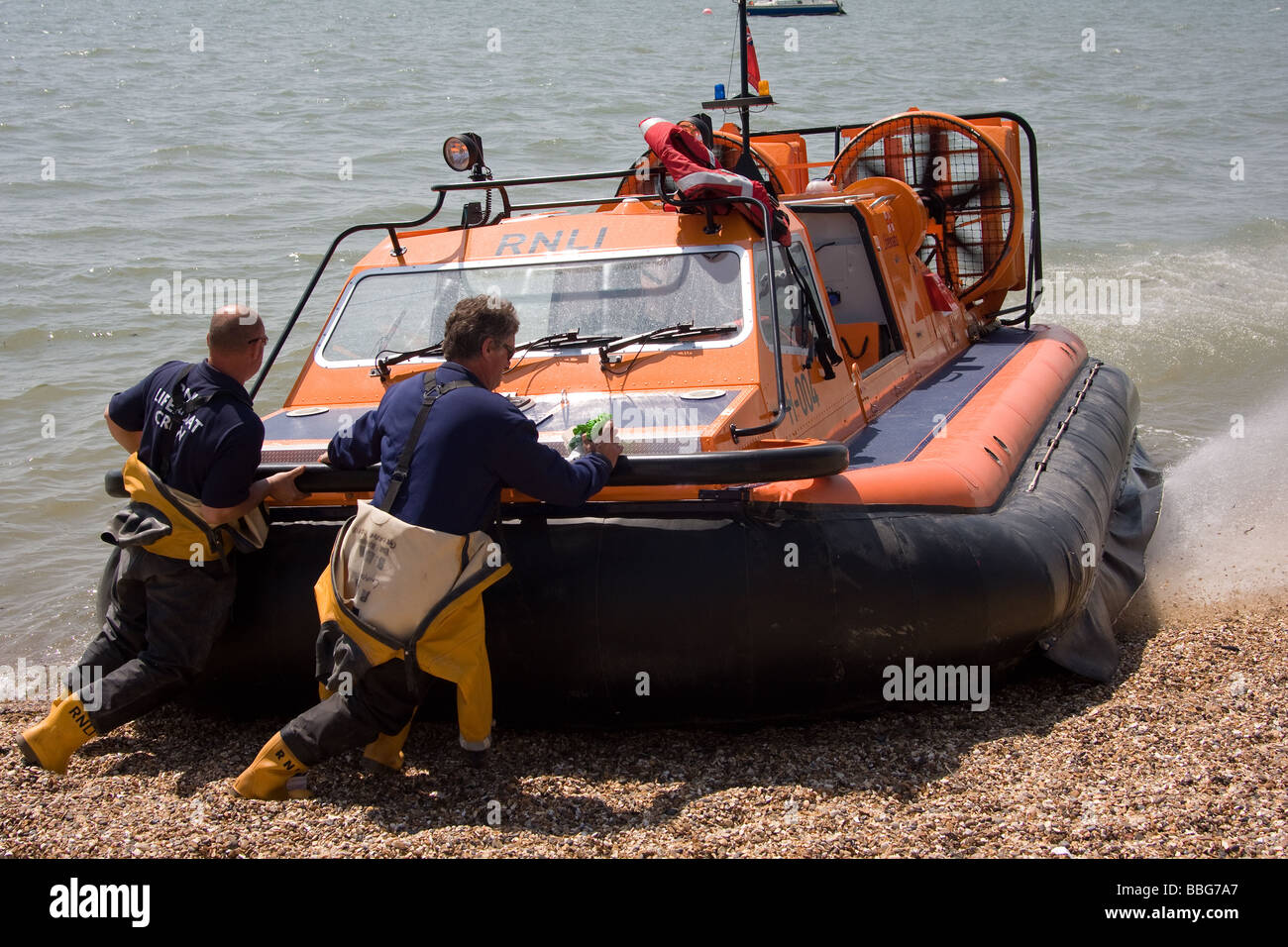 rnli orange hovercraft rescue service emergency crew low tide emergency ...