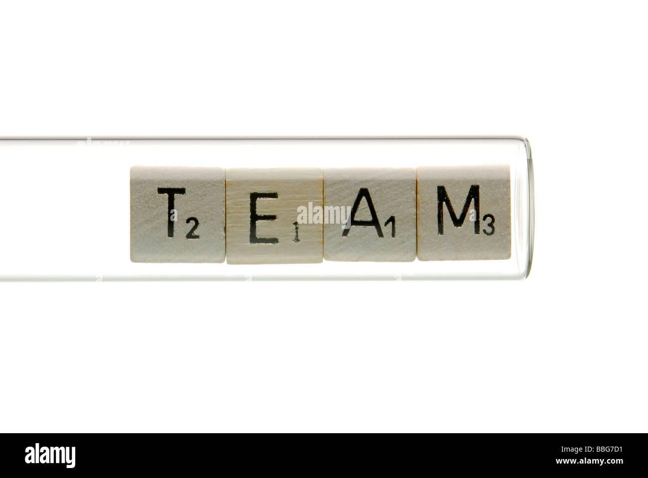 Lettering "Team" in a test tube Stock Photo - Alamy