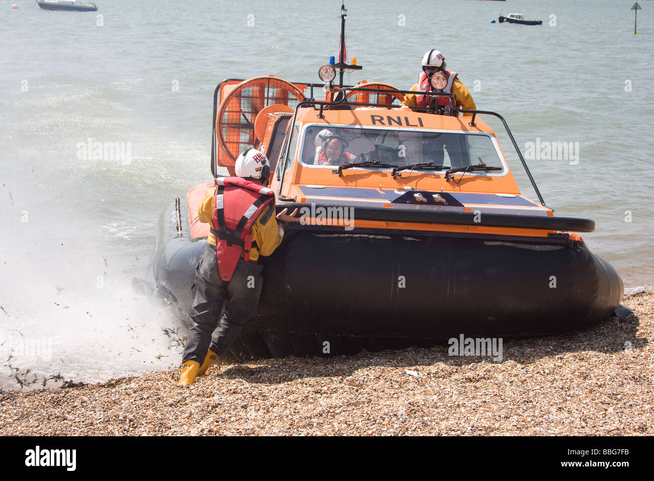 rnli orange hovercraft rescue service emergency crew low tide emergency ...