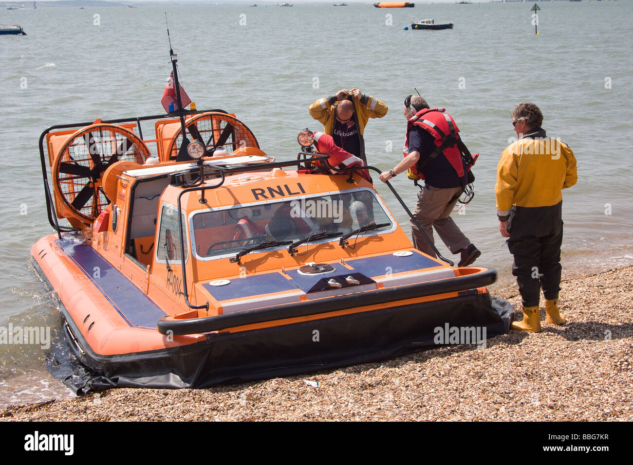 rnli orange hovercraft rescue service emergency crew low tide emergency southend air festival ...