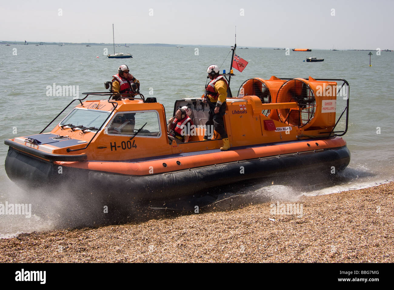 rnli orange hovercraft rescue service emergency crew low tide emergency ...