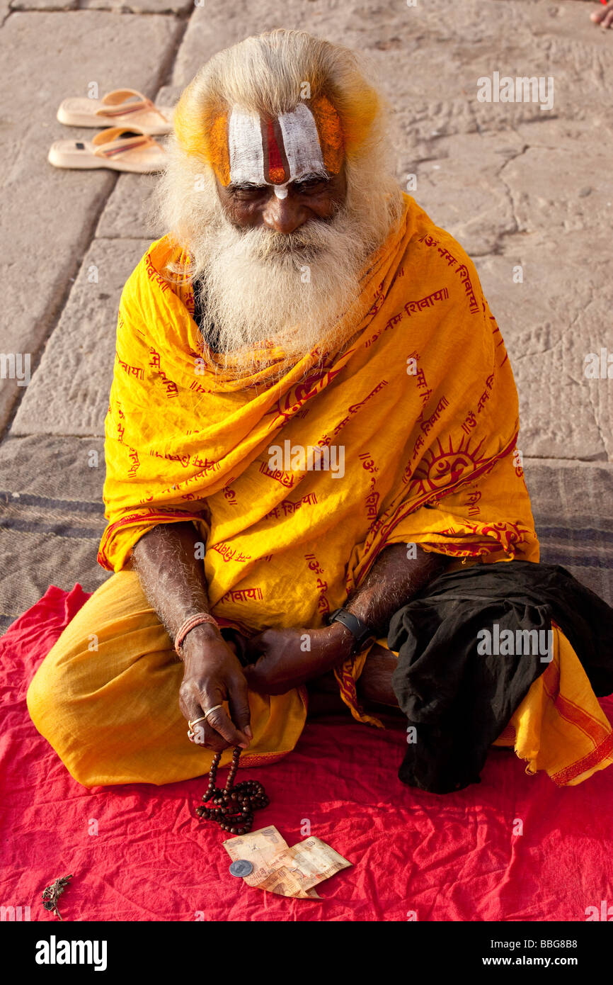 Sadhu or Hindu Holy Man Begging for Money in Varanasi India Stock Photo ...