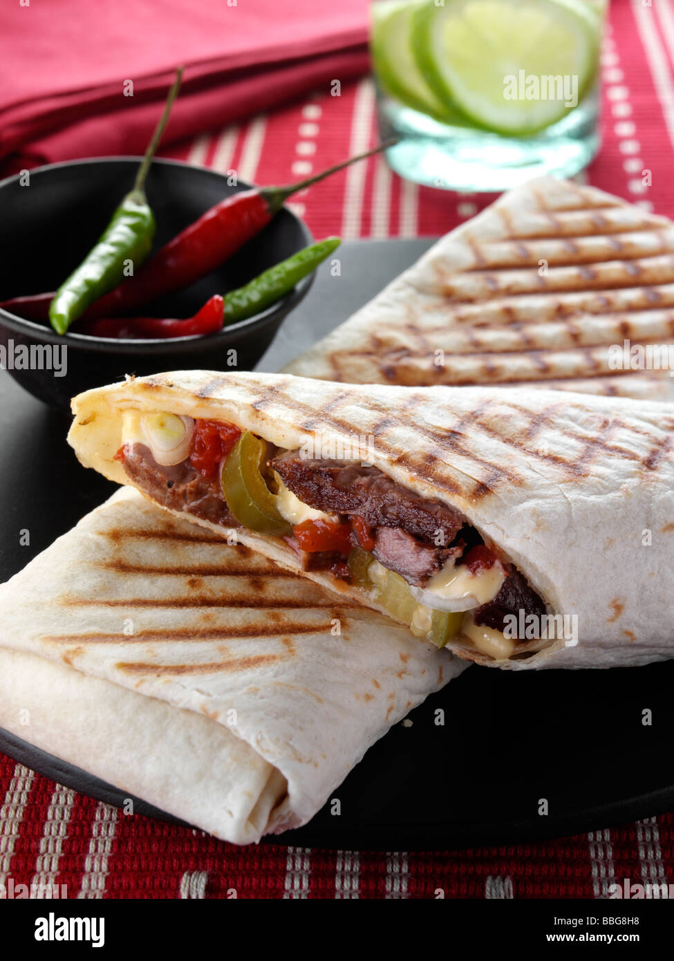A Philly beef hot tortilla wrap Stock Photo - Alamy