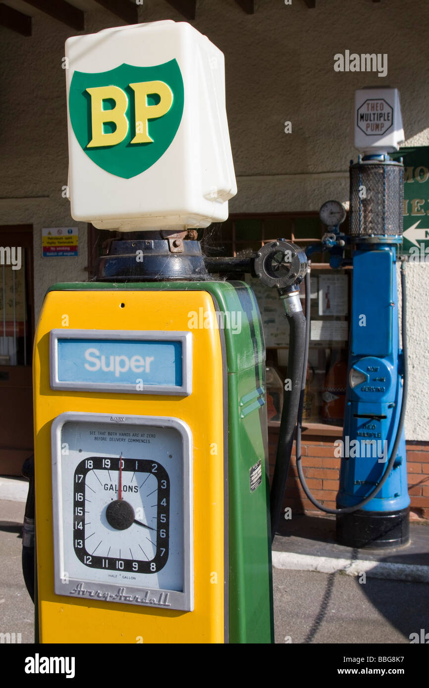 museum showing old shell BP petrol pumps devon england uk gb Stock ...
