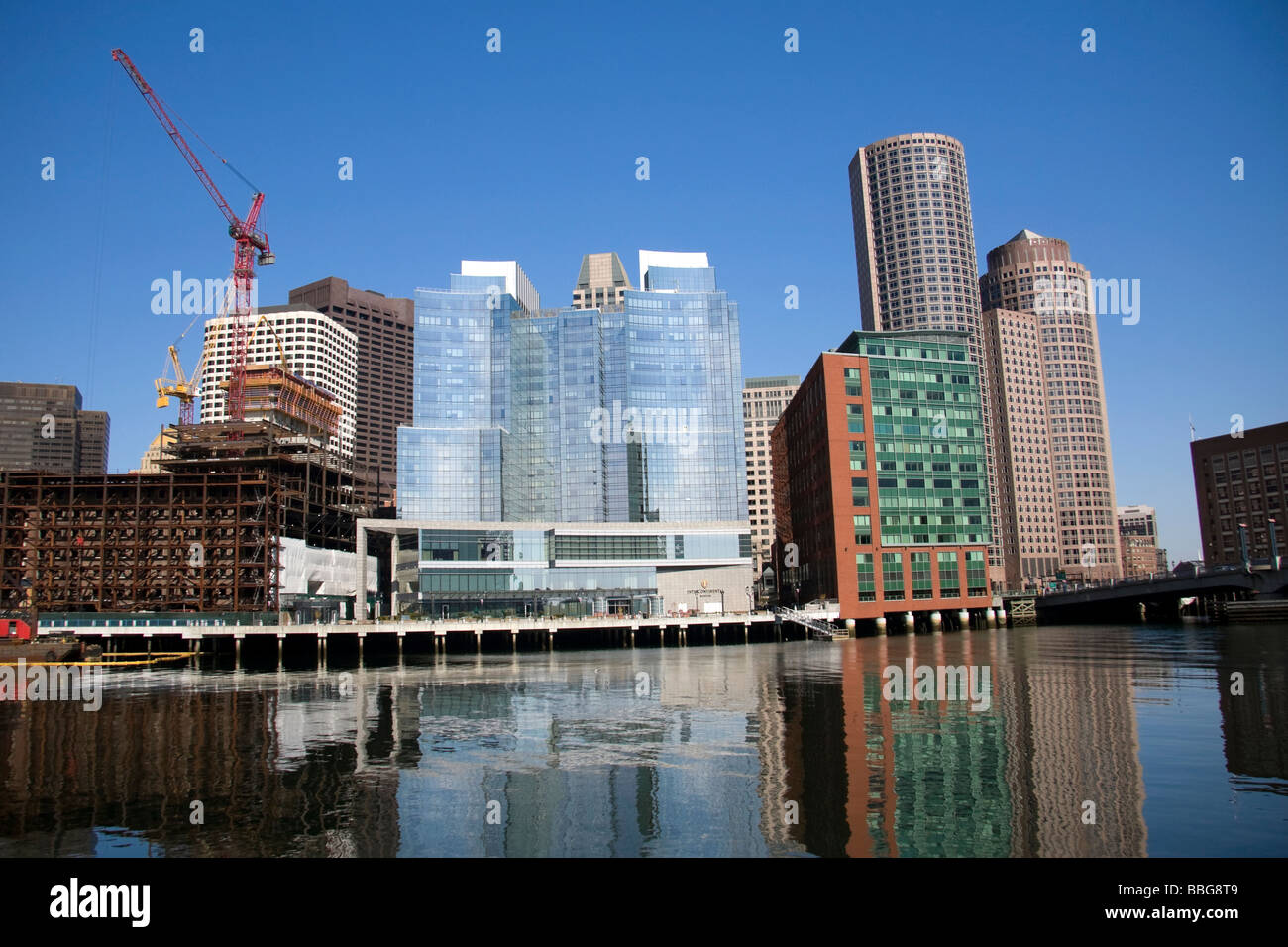 Boston Inner Harbor City Skyline taken across Fort Point Channel Stock ...
