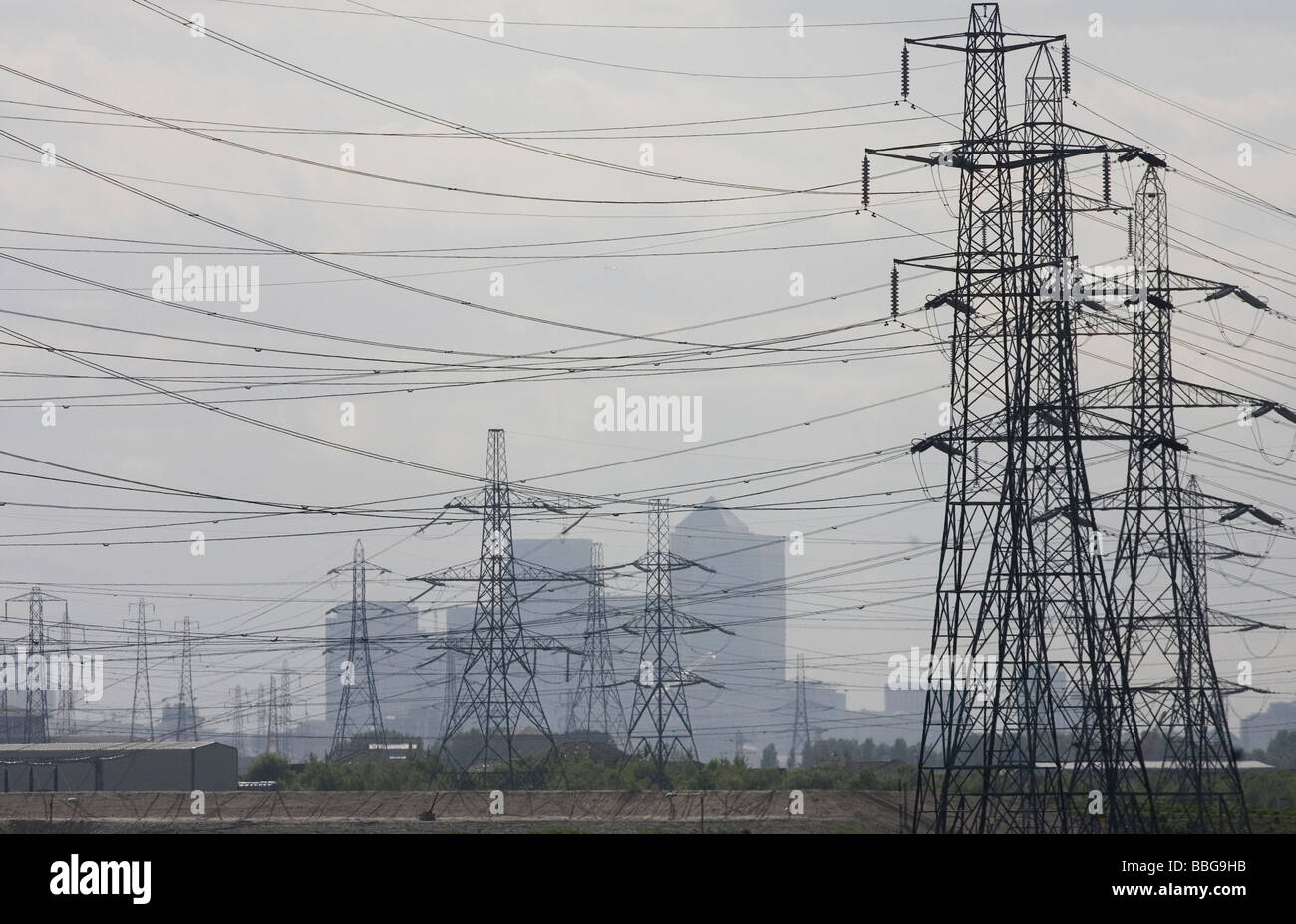 Electricity Pylons part of the National Grid stretch out across Essex ...