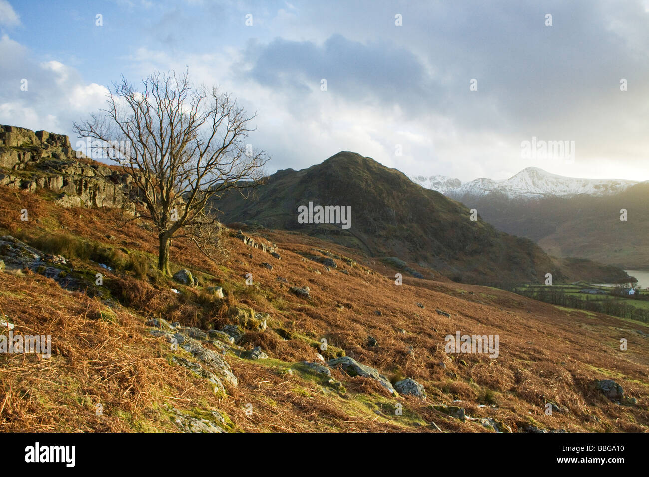 British Winter view to Rannerdale Knots seen from Cinderdale Common the ...