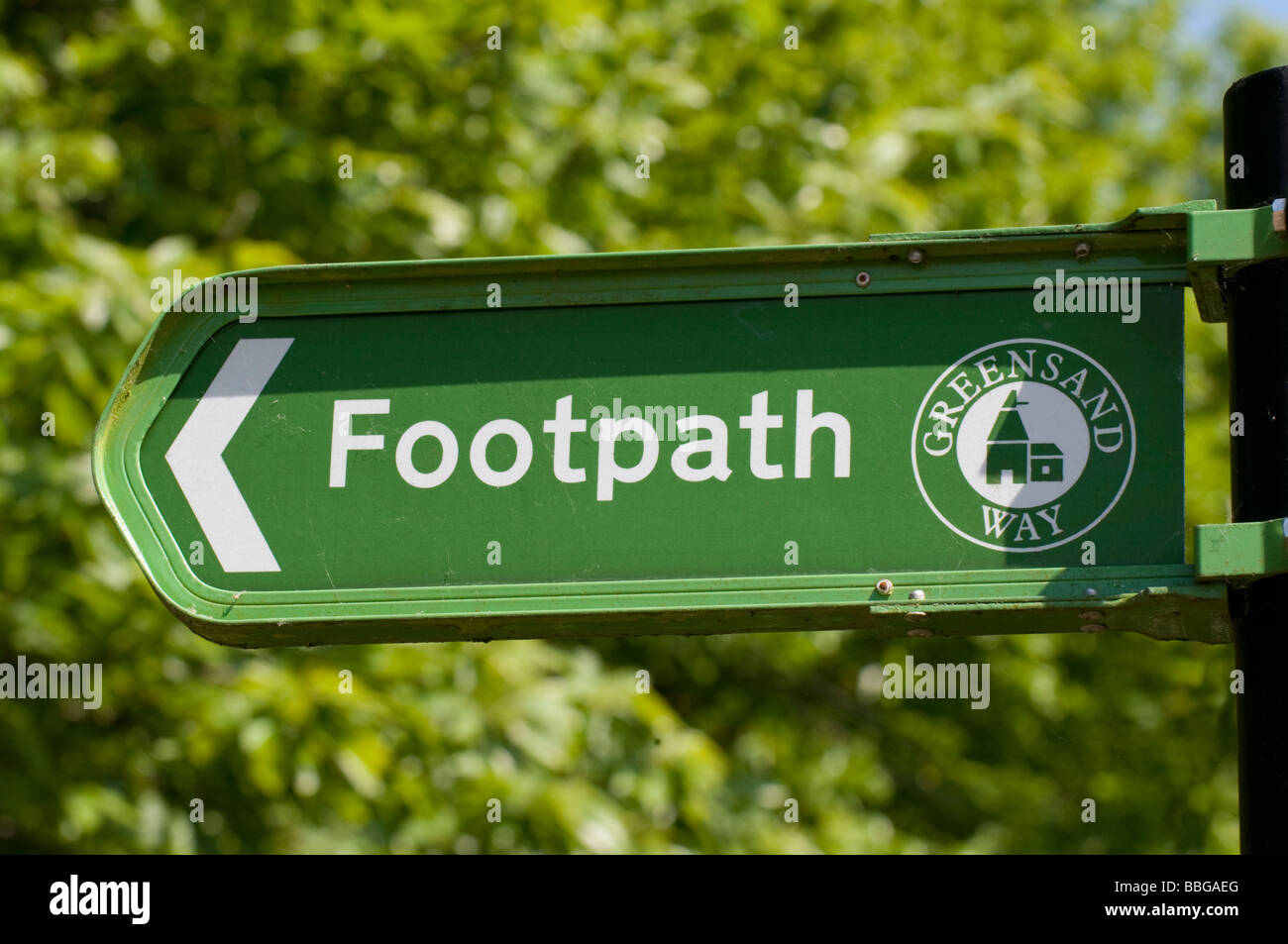 Sign - Public Footpath - Greensand Way in Kent Stock Photo - Alamy
