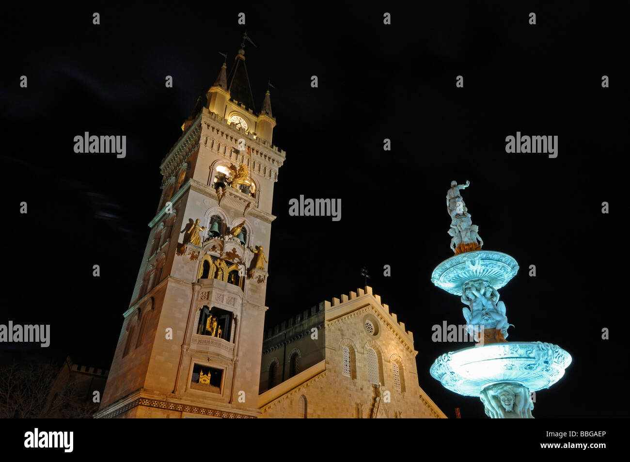 cathedral of Messina at night, Italy, Sicilia, Messina Stock Photo - Alamy