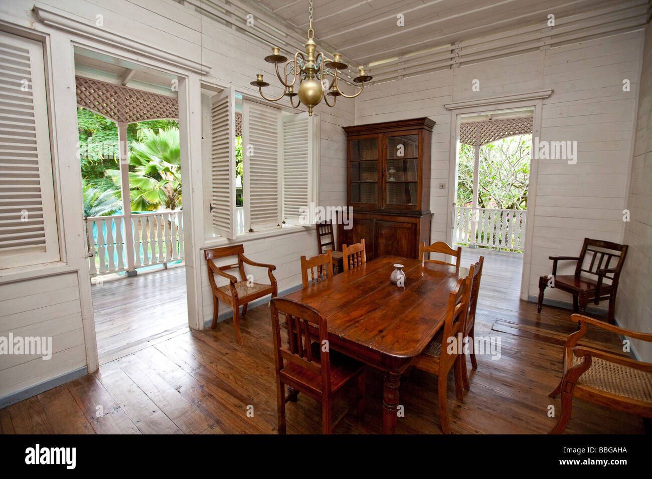 Old colonial house, Mahe Island, Seychelles, Indian Ocean, Africa Stock ...