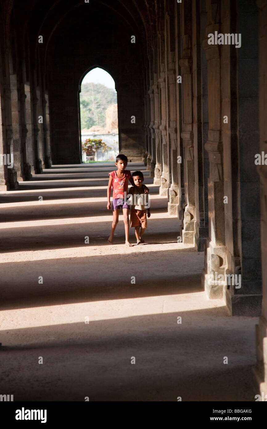 Children in the Baradwari Mosque or Barasona Masjid in Gaur in Bengal ...