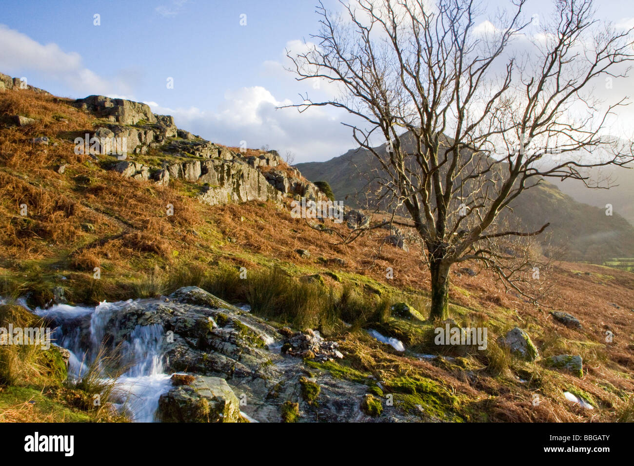 British Winter view to Rannerdale Knots seen from Cinderdale Common the ...
