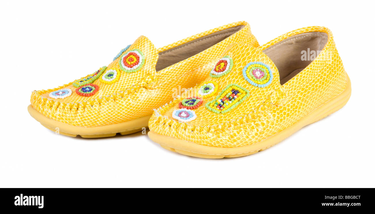 Yellow shoes Isolate on white Stock Photo - Alamy