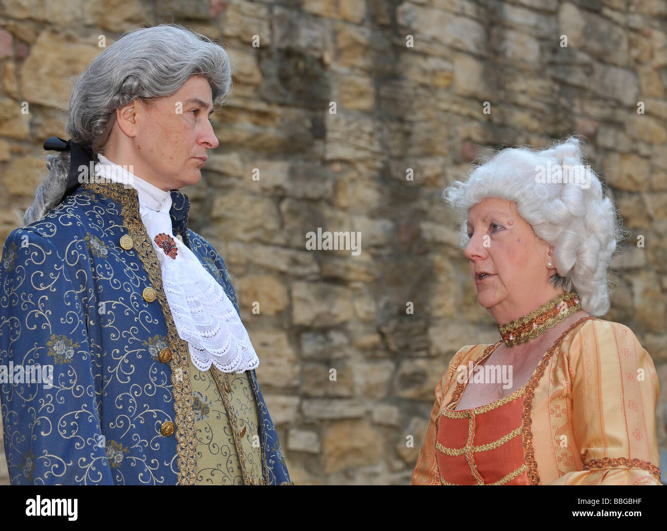 Life in the Baroque period of the 18th Century, couple in Venetian ...