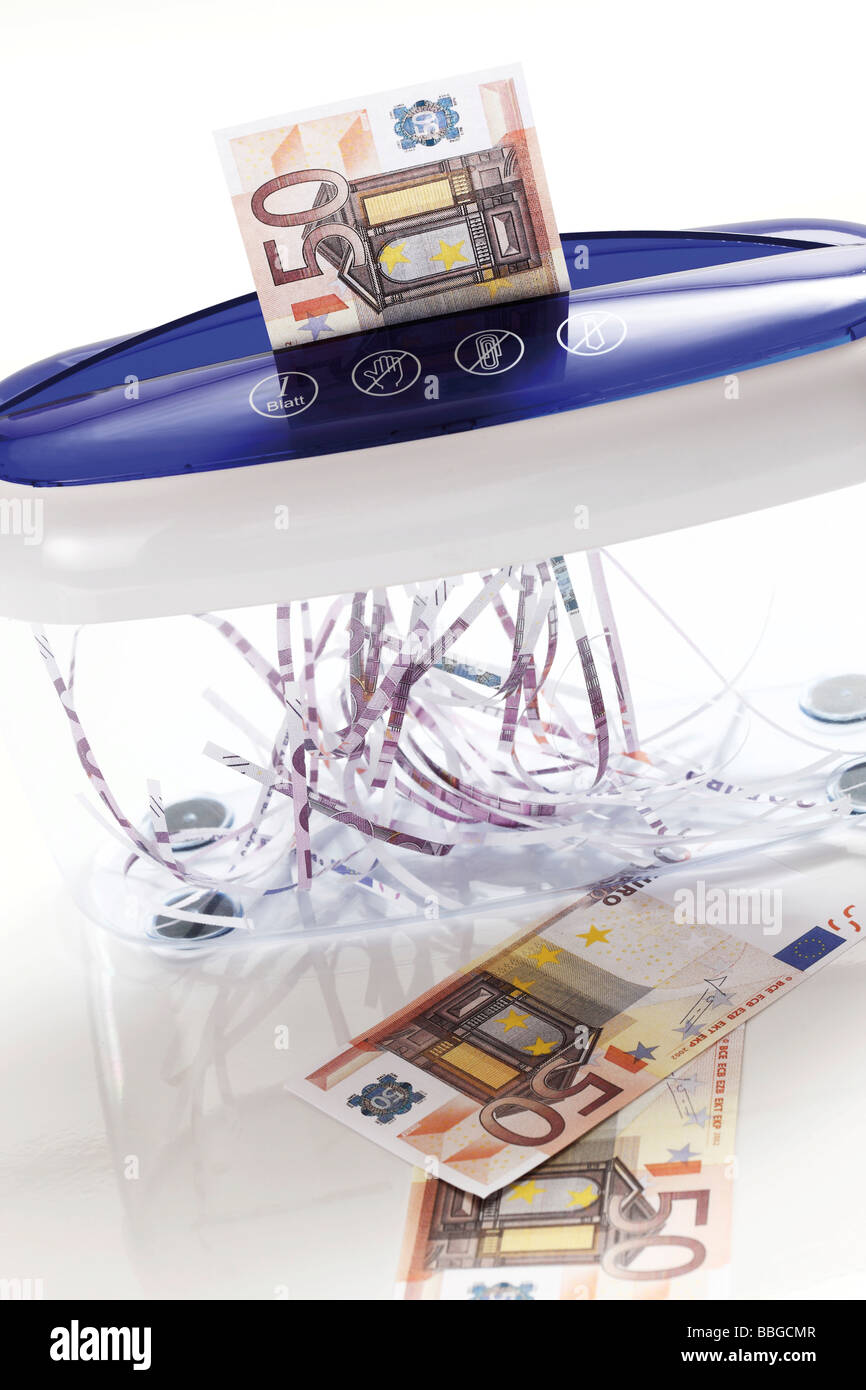 Shredder with euro banknotes Stock Photo - Alamy
