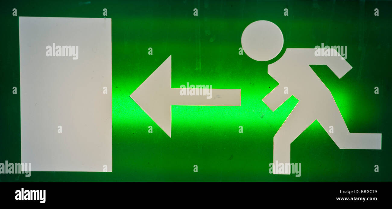 Green emergency exit signs hi-res stock photography and images - Alamy