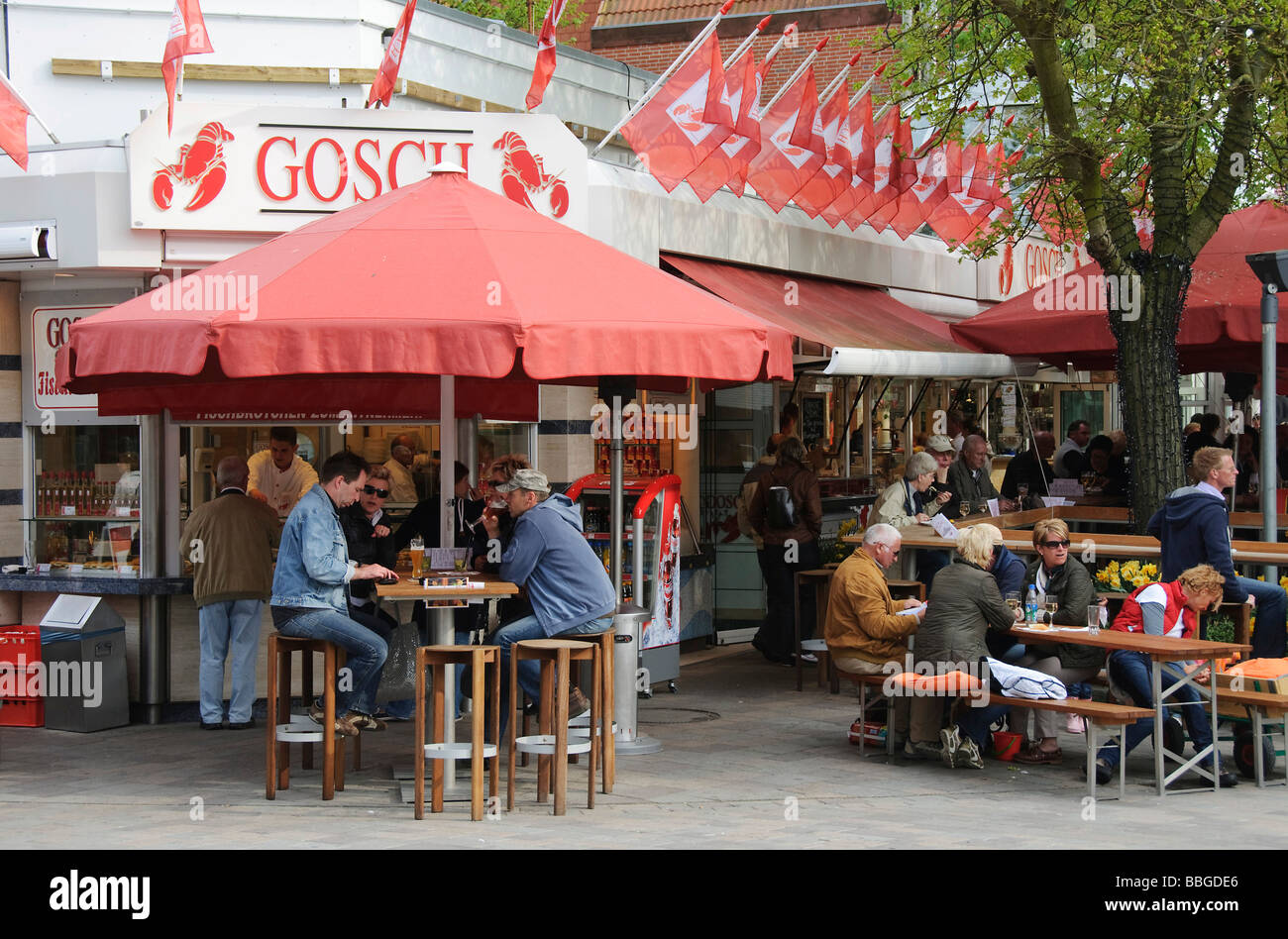Famous restaurant Gosch in Friedrichstrasse street in Westerland, Sylt ...