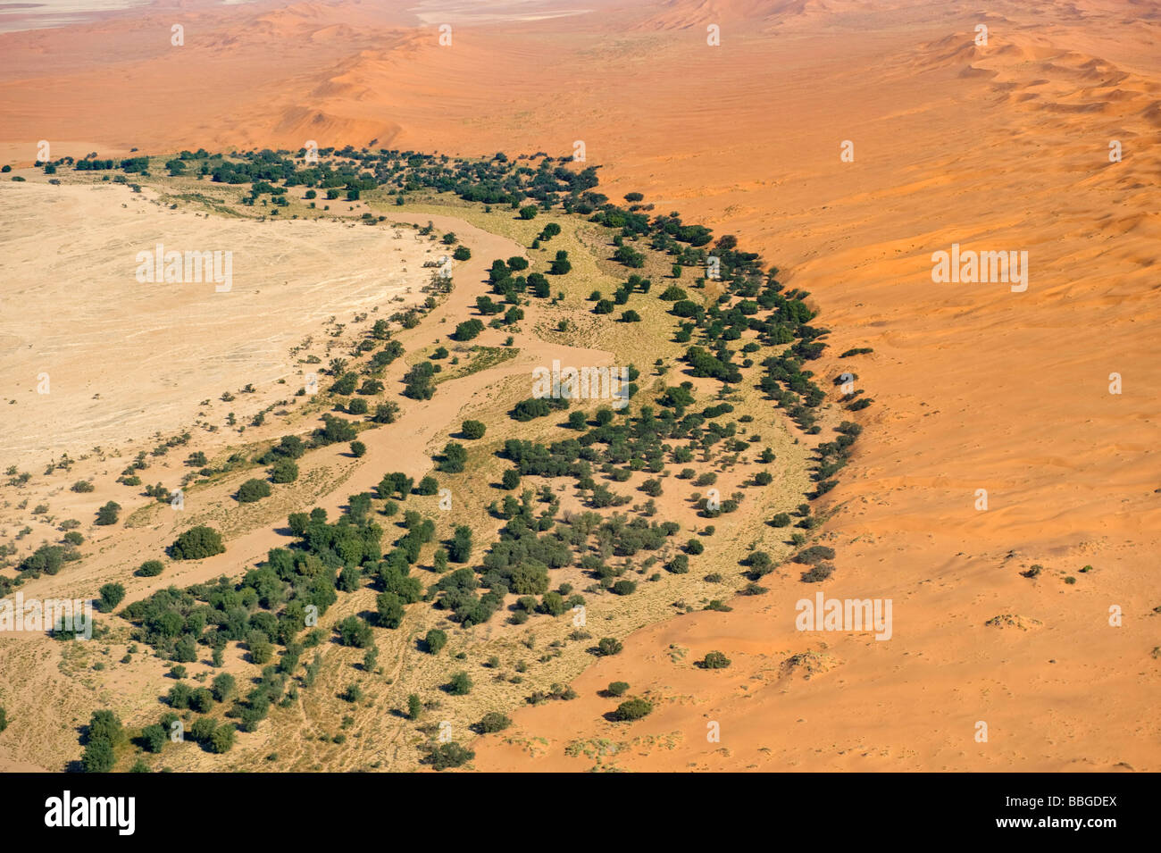 Kuiseb valley between sand and stone desert, aerial picture, Namibia ...