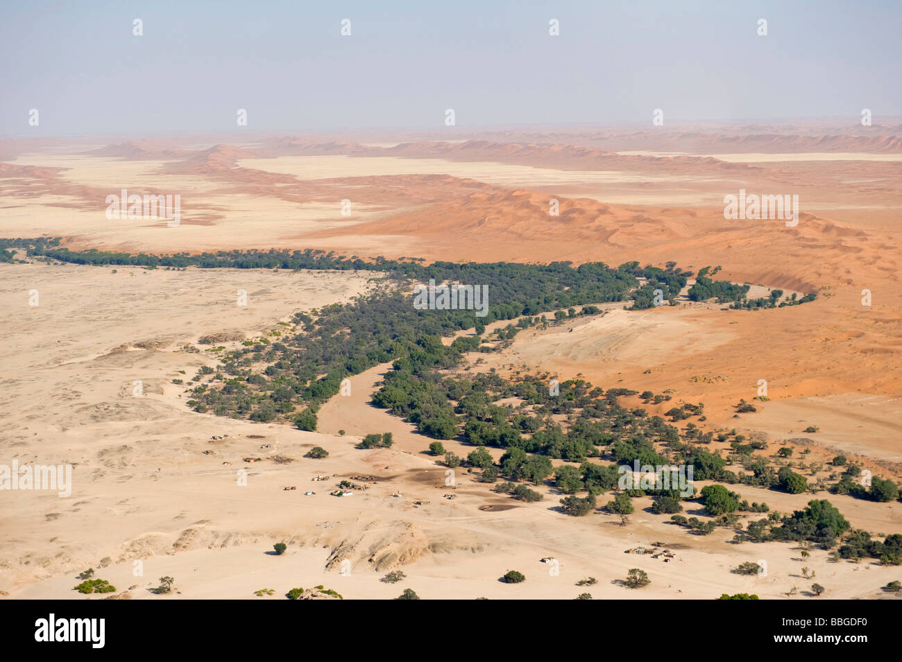 Kuiseb valley between sand and stone desert, aerial picture, Namibia ...