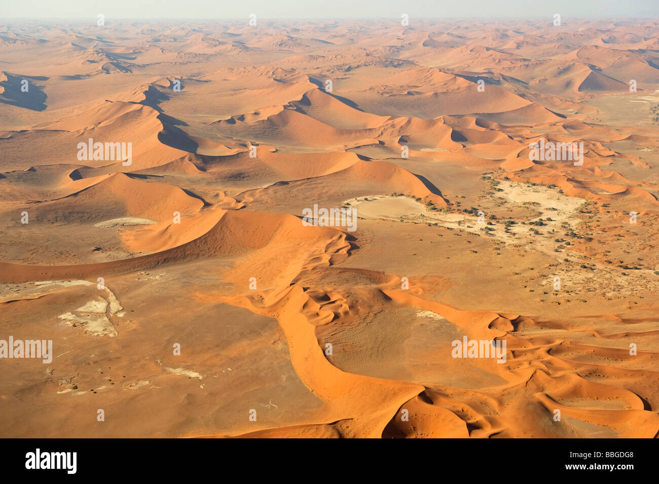 Vleis and sand dunes near Sossusvlei, aerial picture, Namibia, Africa ...