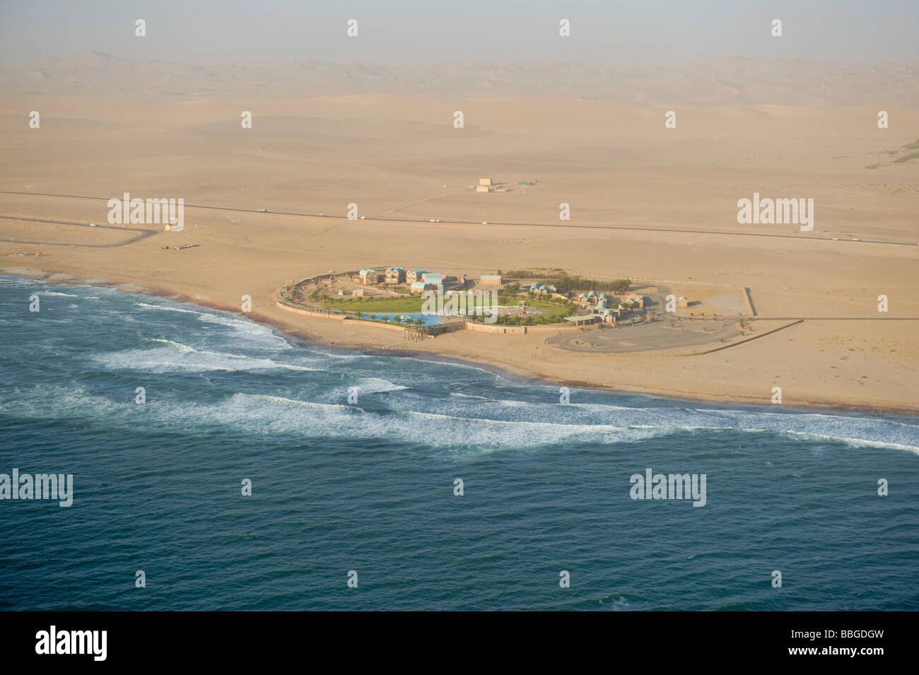 Settlement on the coast, near Walvis Bay, aerial picture, Namibia, Africa Stock Photo - Alamy