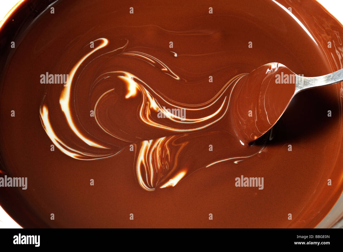 Smooth and creamy dessert made with melted milk chocolate hi-res stock ...
