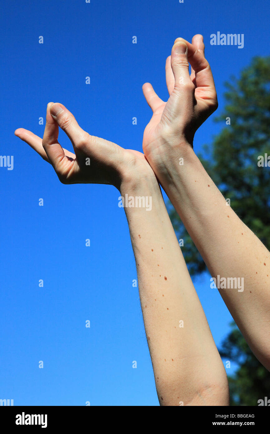 Female hands and fingers indicating directions or gestures Stock Photo ...