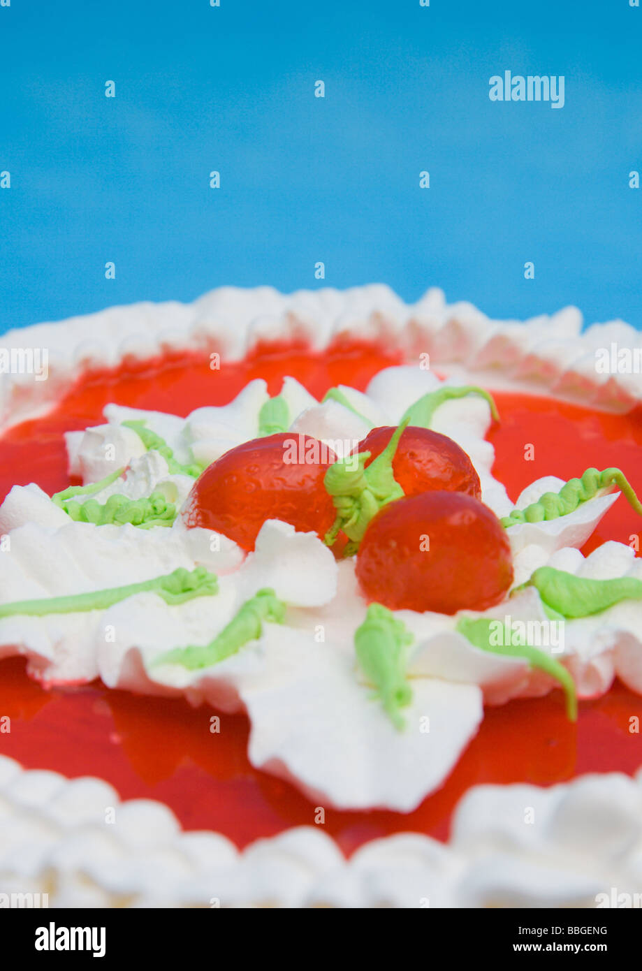 Cake on blue background Stock Photo - Alamy