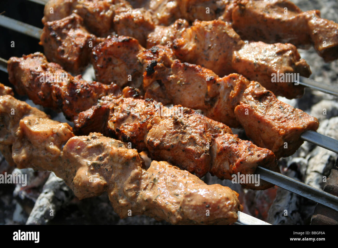 meat prepare in camping barbeque picnic Stock Photo - Alamy