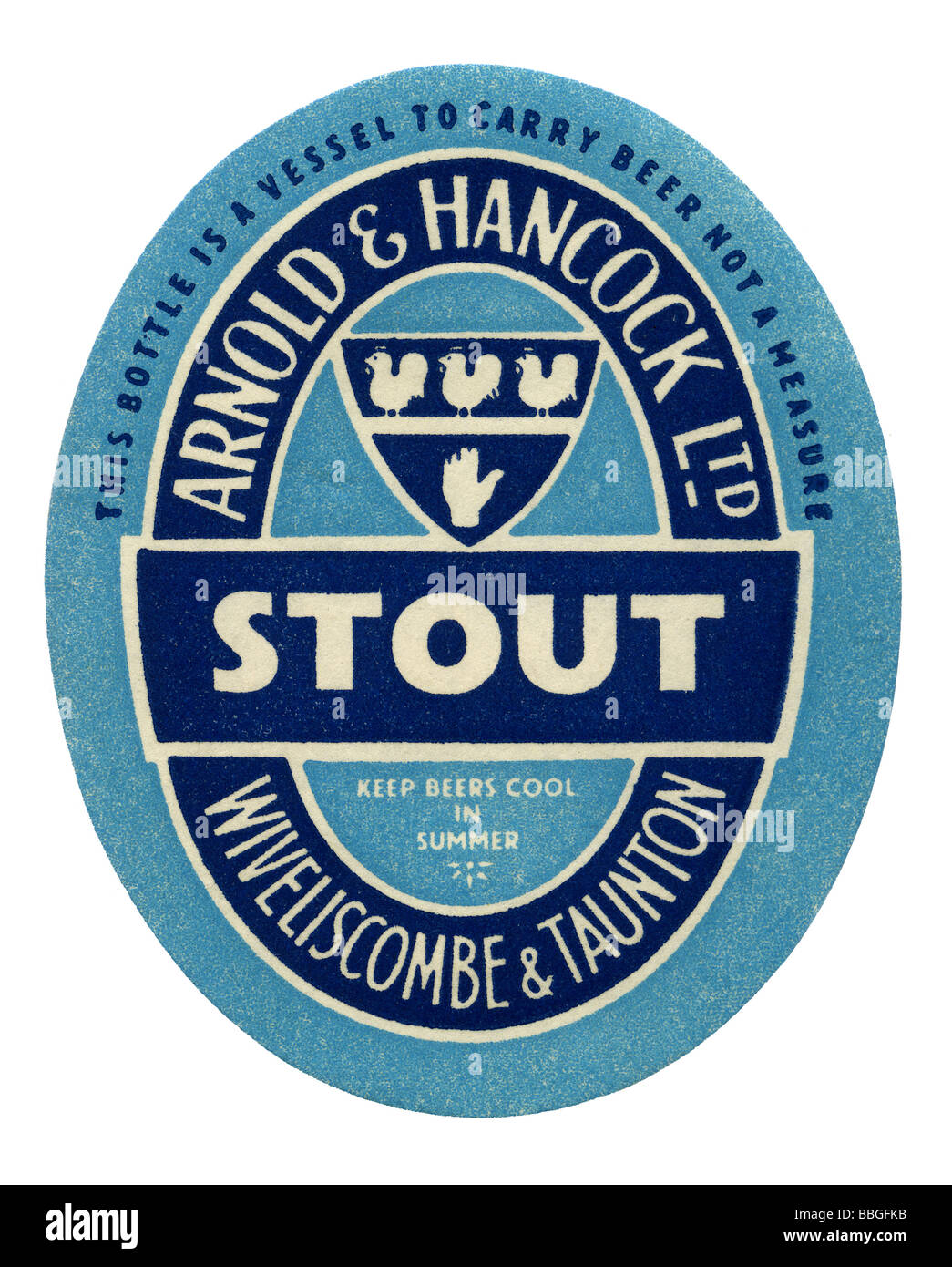 Old British beer label for Arnold & Hancock's Stout, Taunton and ...